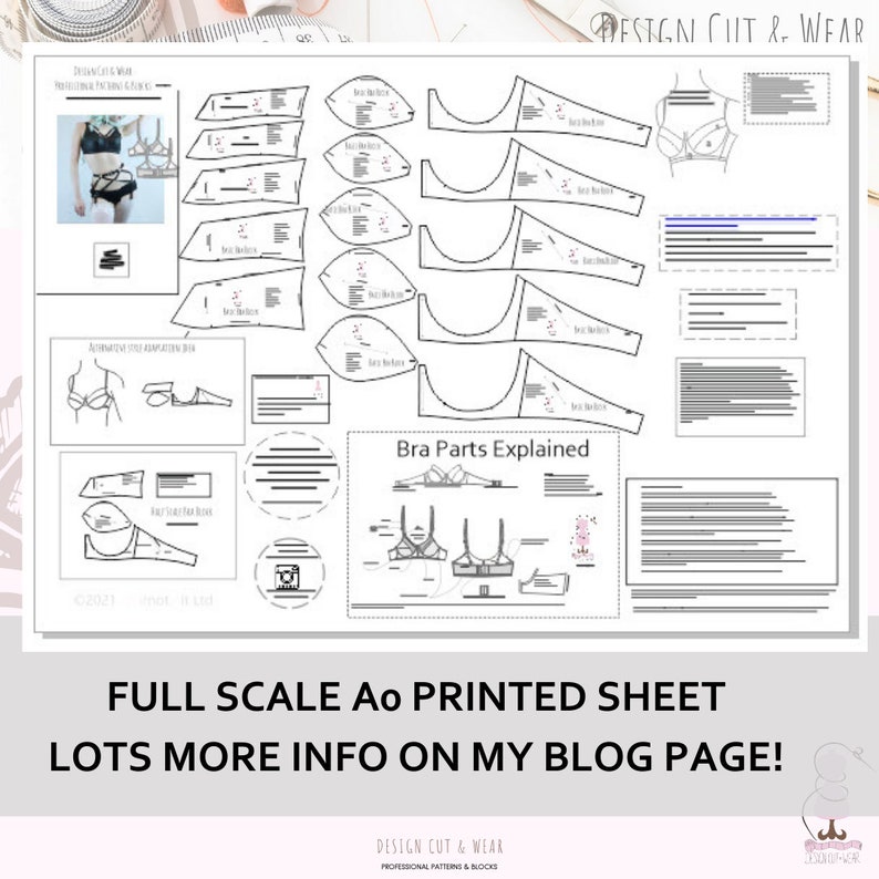 Basic Bra Pattern Block (sloper) - Cup Size AA & D (UK)- Created for ...