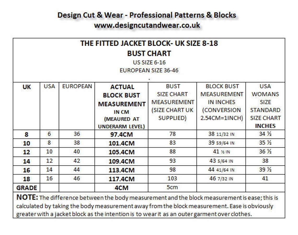 Ladies Fitted Jacket Block With 2 Piece Fitted Sleeve UK - Etsy UK