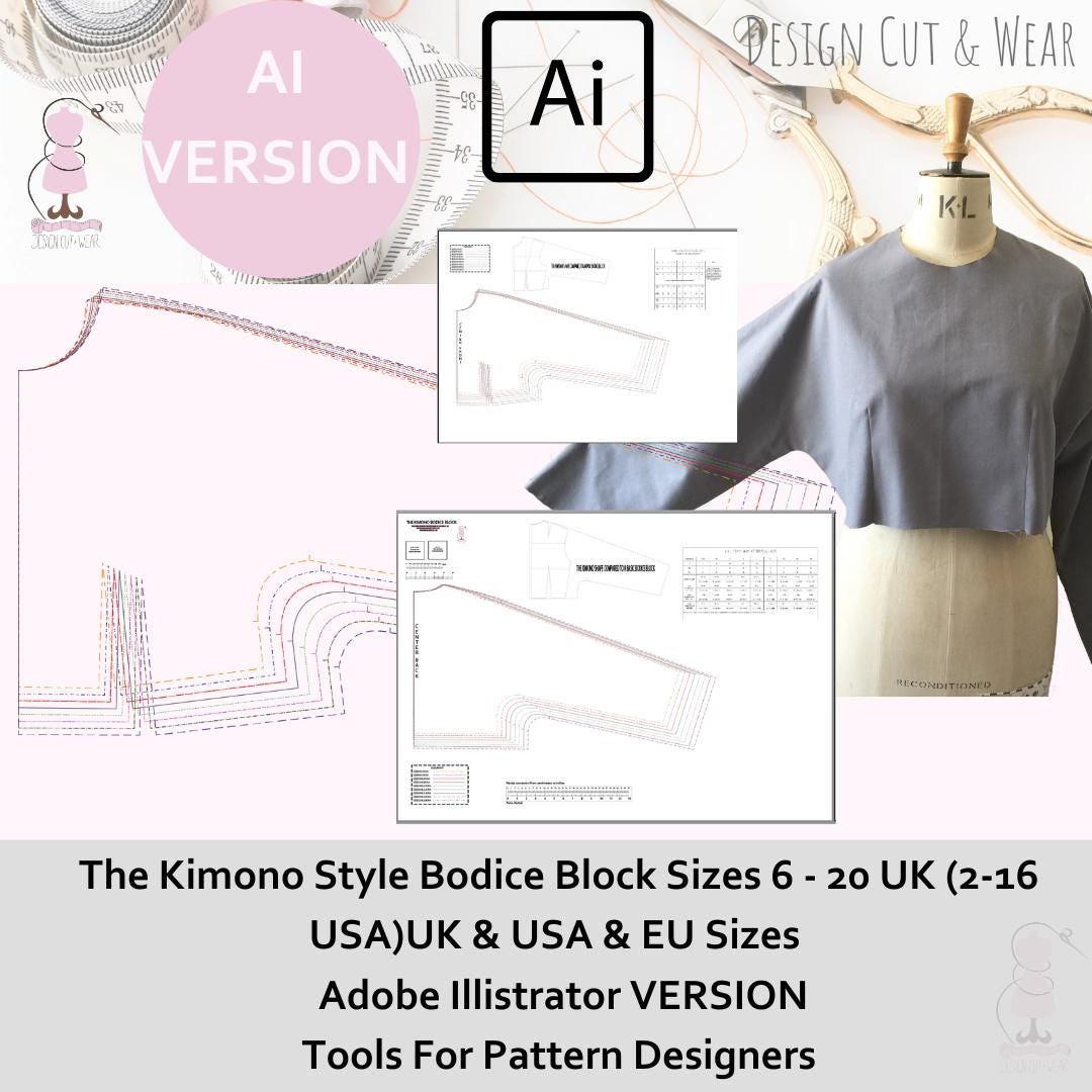 Adobe Illustrator Basic Kimono Bodice Block - Create Patterns in Ai ...