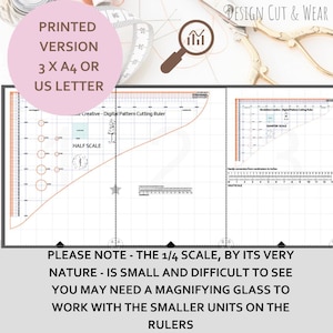 1/4 and 1/2 Scale Patter Cutting Rulers - PDF - Print at Home - Quarter ...