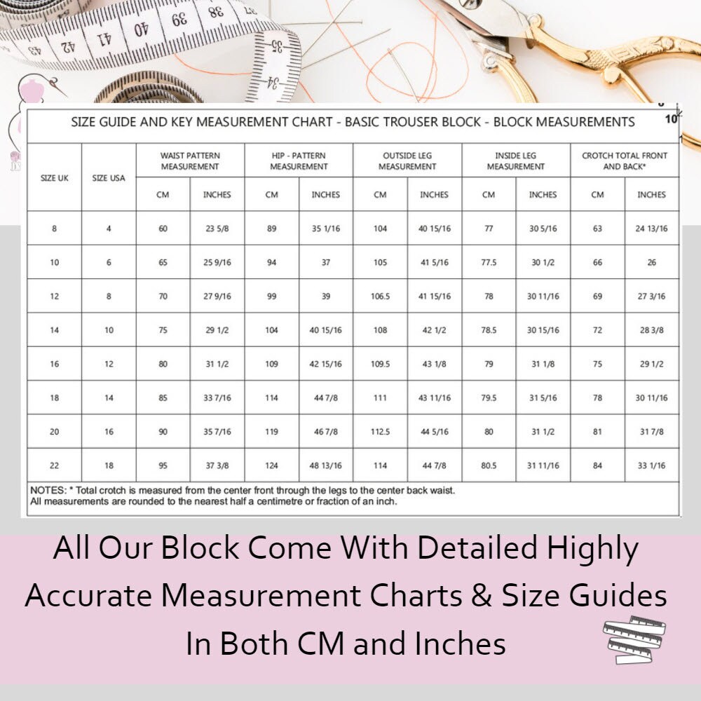 PDF Basic Trouser Block Sloper UK Sizes 8 22 USA - Etsy UK