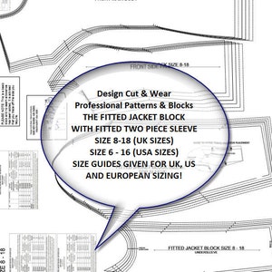 Ladies Fitted Jacket Block With 2 Piece Fitted Sleeve UK - Etsy UK