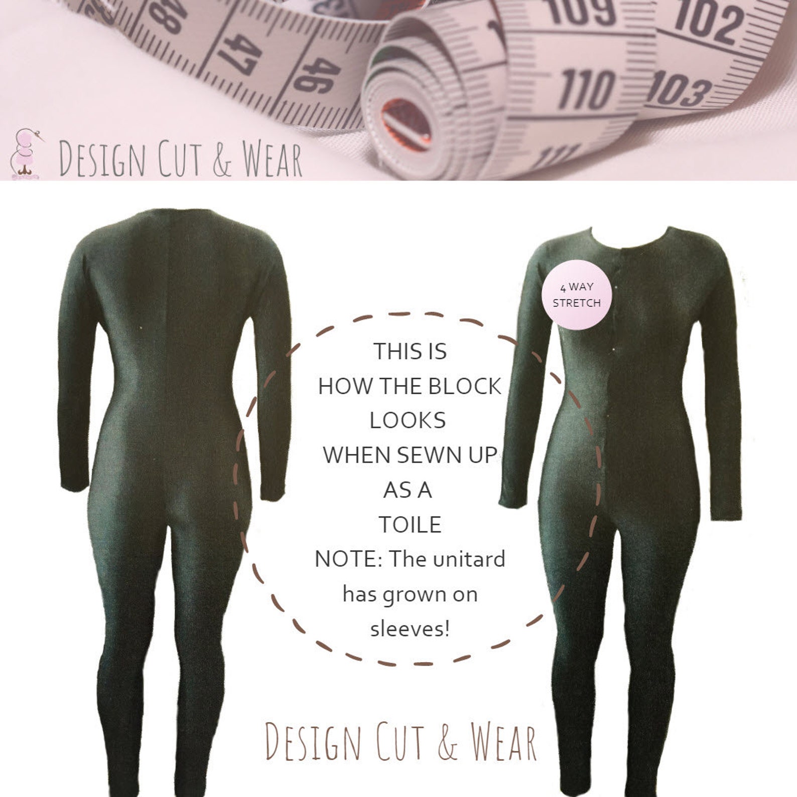 Unitard Pattern Block - in Sizes UK 6 to 22 - USA 2- 18 Plus Eu Sizes ...