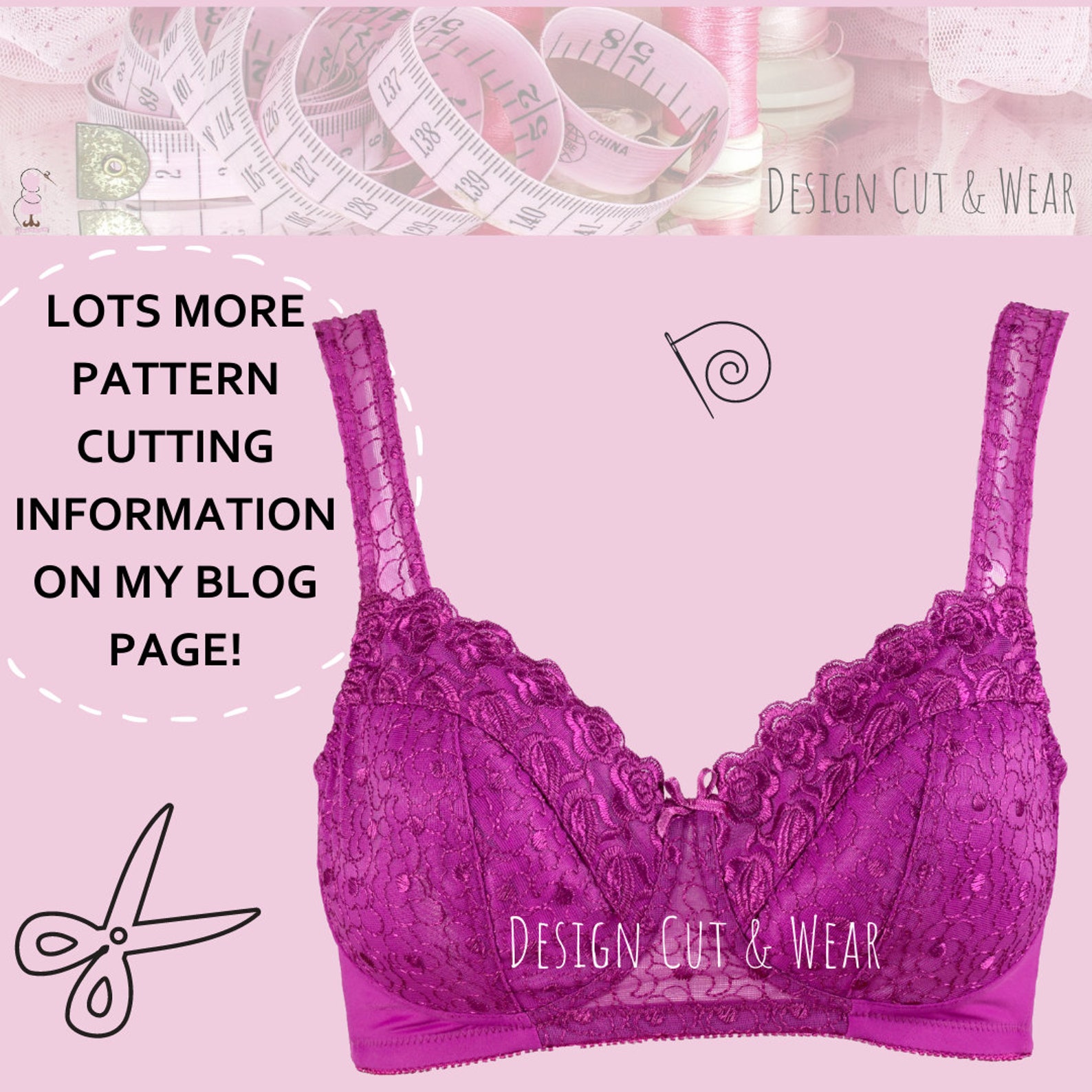 Basic Bra Pattern Block (sloper) - Larger- Cup Size E, F & G (UK ...