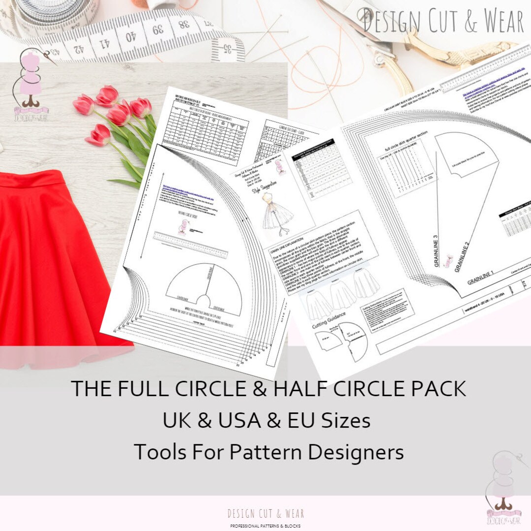 Full Circle Skirt Block & Half Circle Block sloper Together in a Pack ...