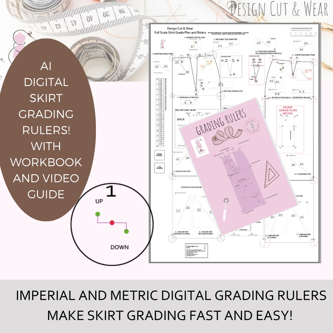Digital Skirt Grading Rulers - Makes Grading FAST -use in Ai or Print ...