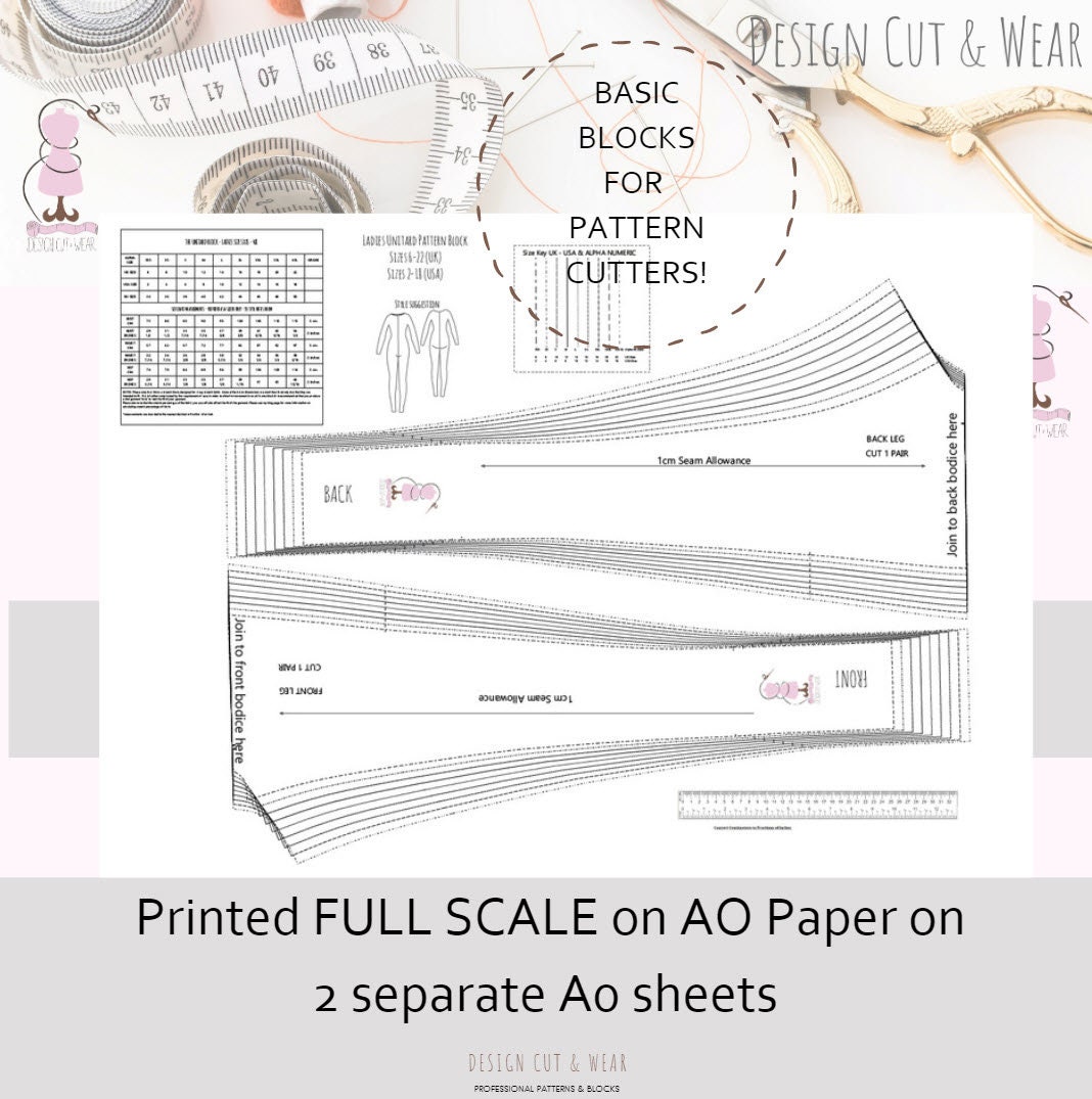 Unitard Pattern Block in Sizes UK 6 to 22 USA 2 18 Plus - Etsy UK