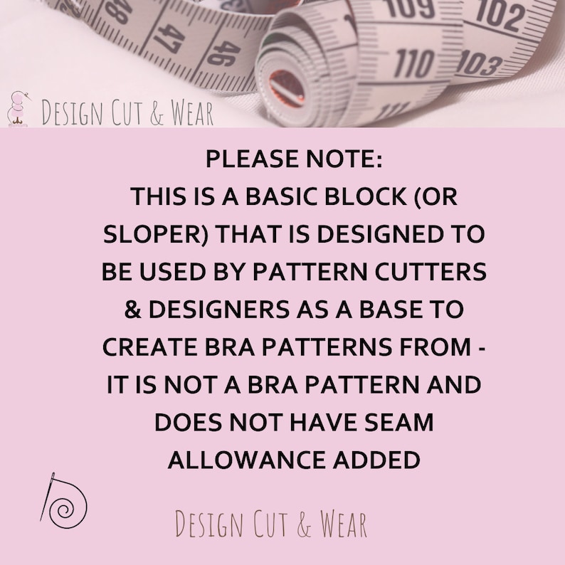 Basic Bra Pattern Block (sloper) - Larger- Cup Size E, F & G (UK ...