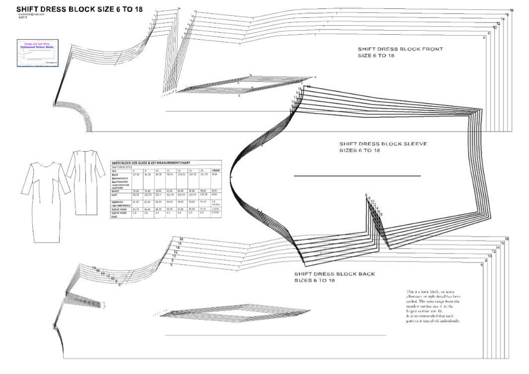 Fashion Pattern Block SHIFT DRESS BLOCK Sizes 6 to 18 Sloper - Etsy UK