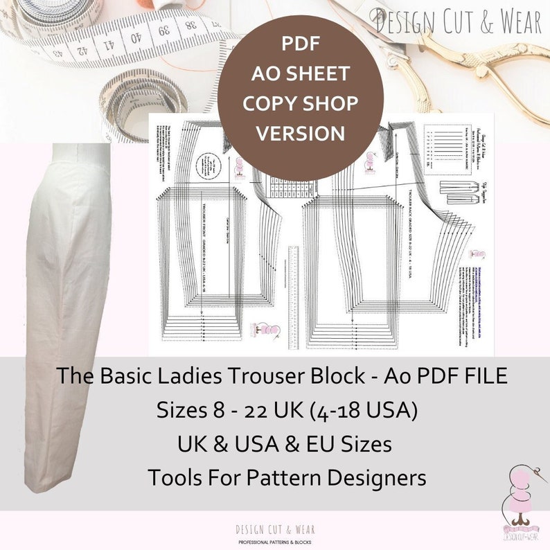 PDF Basic Trouser Block Sloper UK Sizes 8 22 USA - Etsy