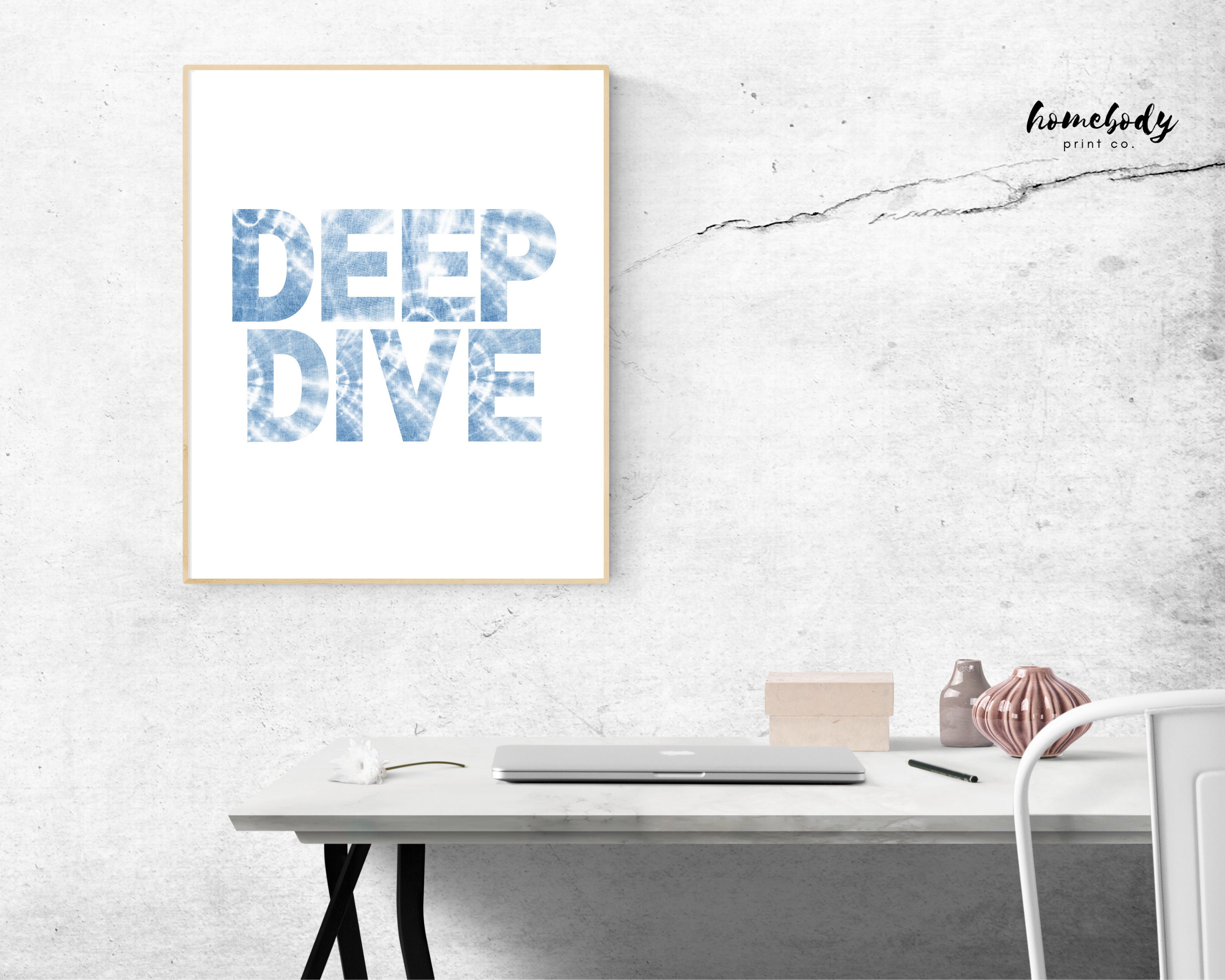 Deep Dive Office Typography Print Wall Art, Office Wall Art for Women ...