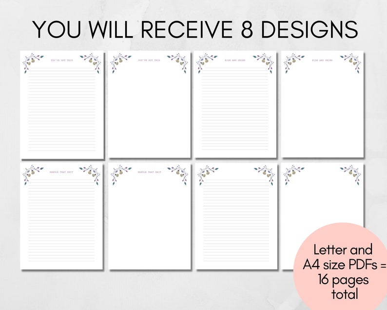 Printable Motivational Stationary Set With 3 Inspirational Quotes ...