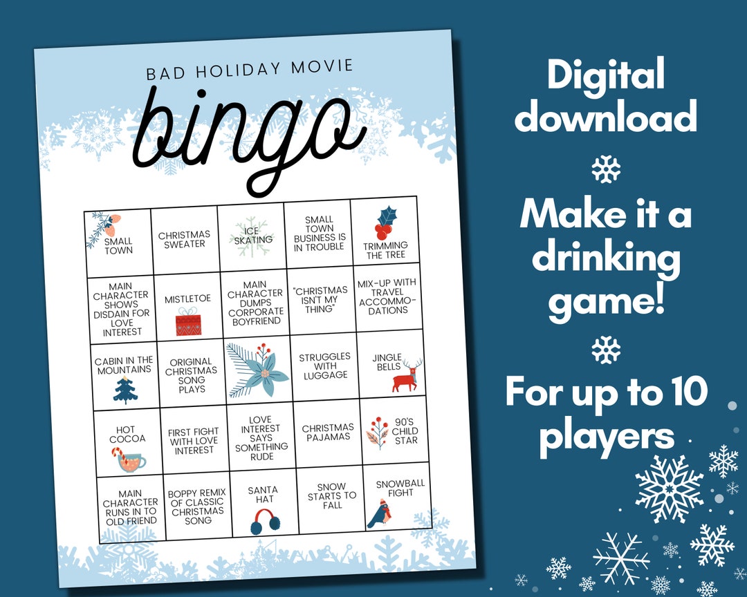 Cheesy Cable Network Christmas Movie Bingo Cards | Last-minute Holiday ...