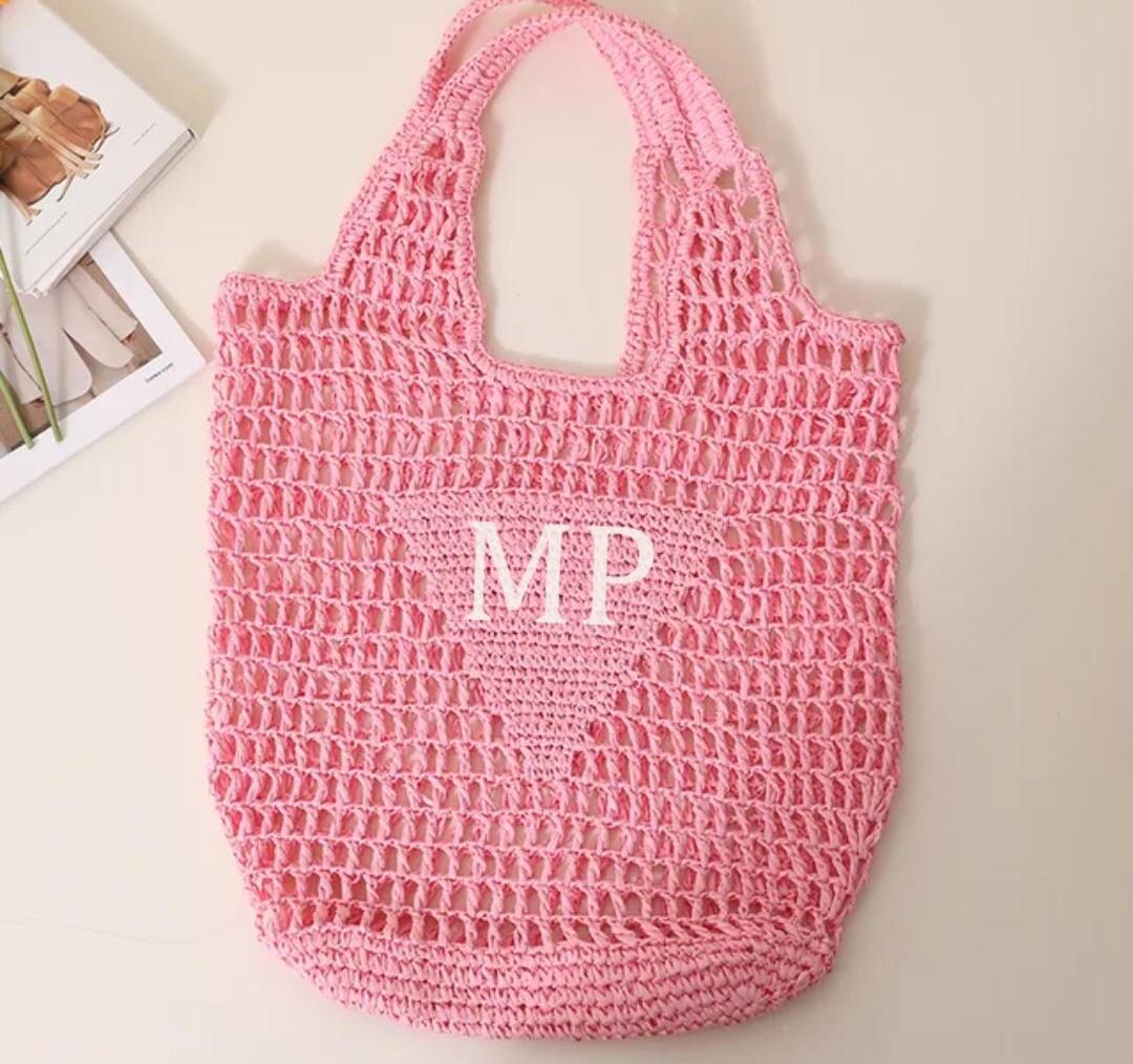 Personalized Raffia Beach Tote Bag for Women Personalized Gift for Her ...