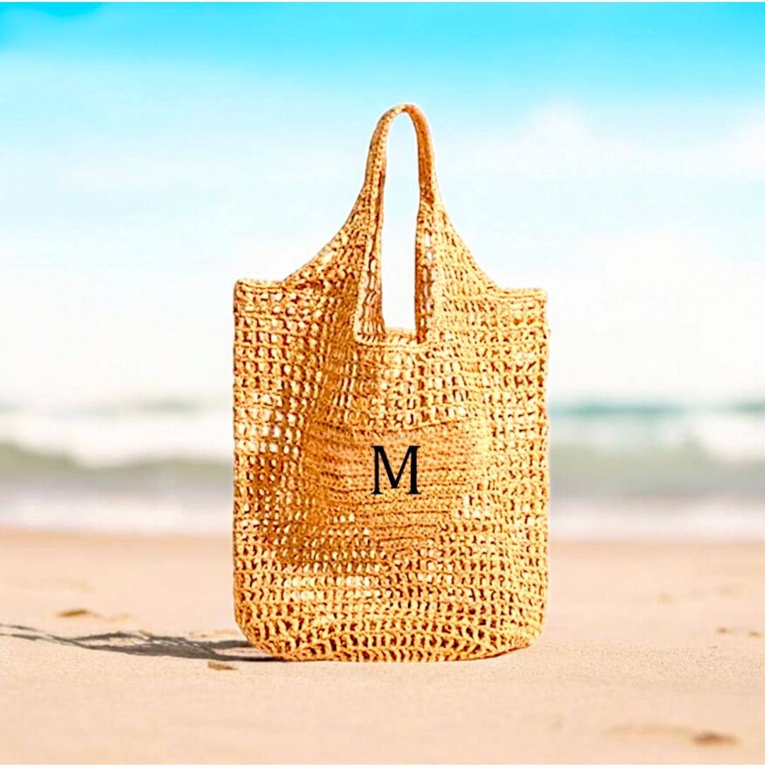 Personalized Raffia Beach Tote Bag for Women Personalized Gift for Her ...