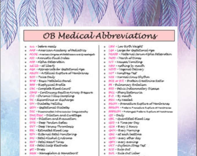 OB Medical Abbreviations / Maternal Child / Mother Baby / Labor and ...