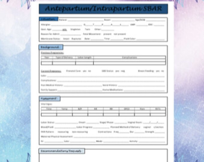 Antepartum/intrapartum SBAR / OB / Maternal Child / Mother Baby / Labor ...