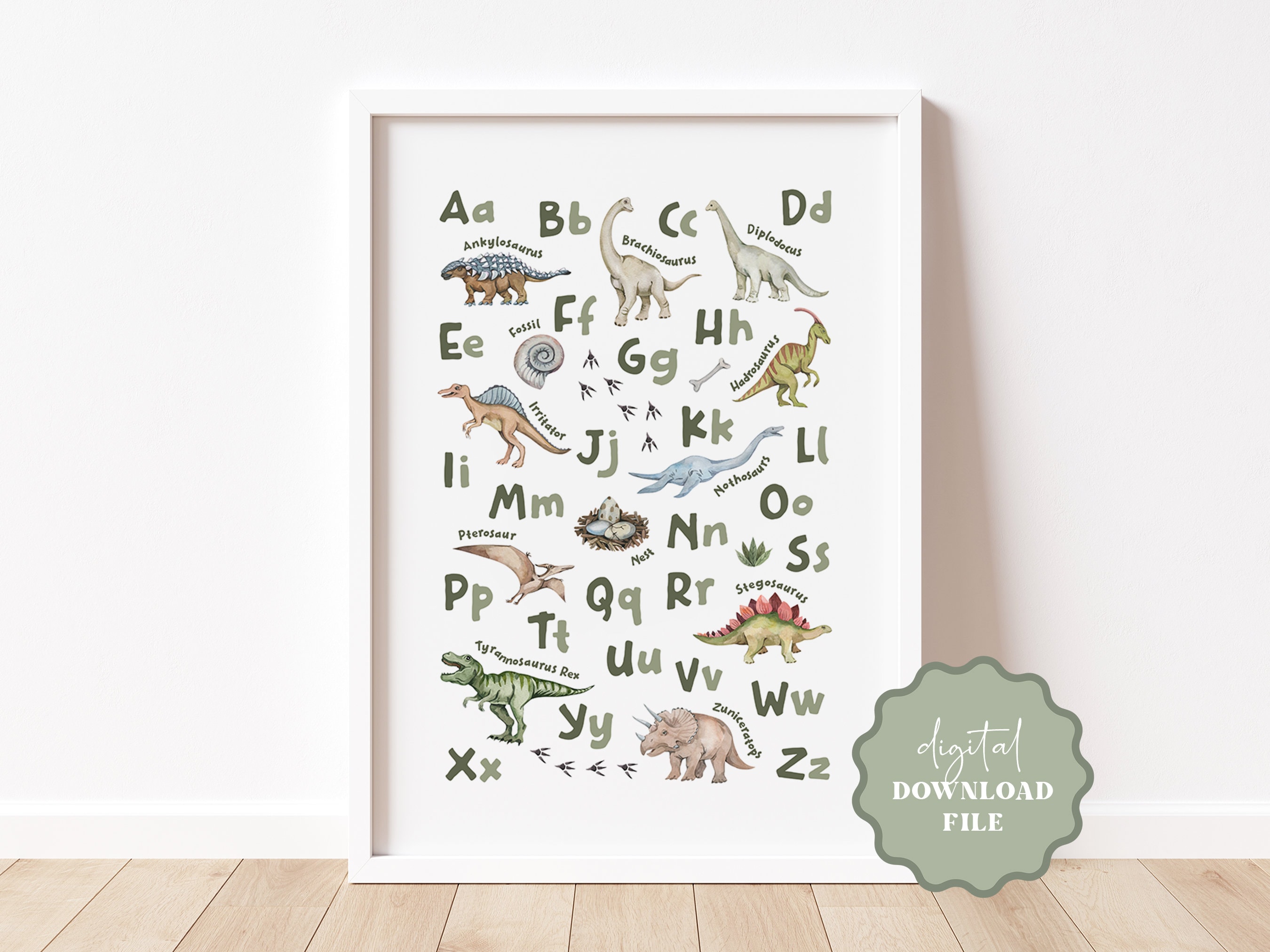 Dinosaur Alphabet Print | ABC Dino Nursery Print | Kids Play Room Decor ...