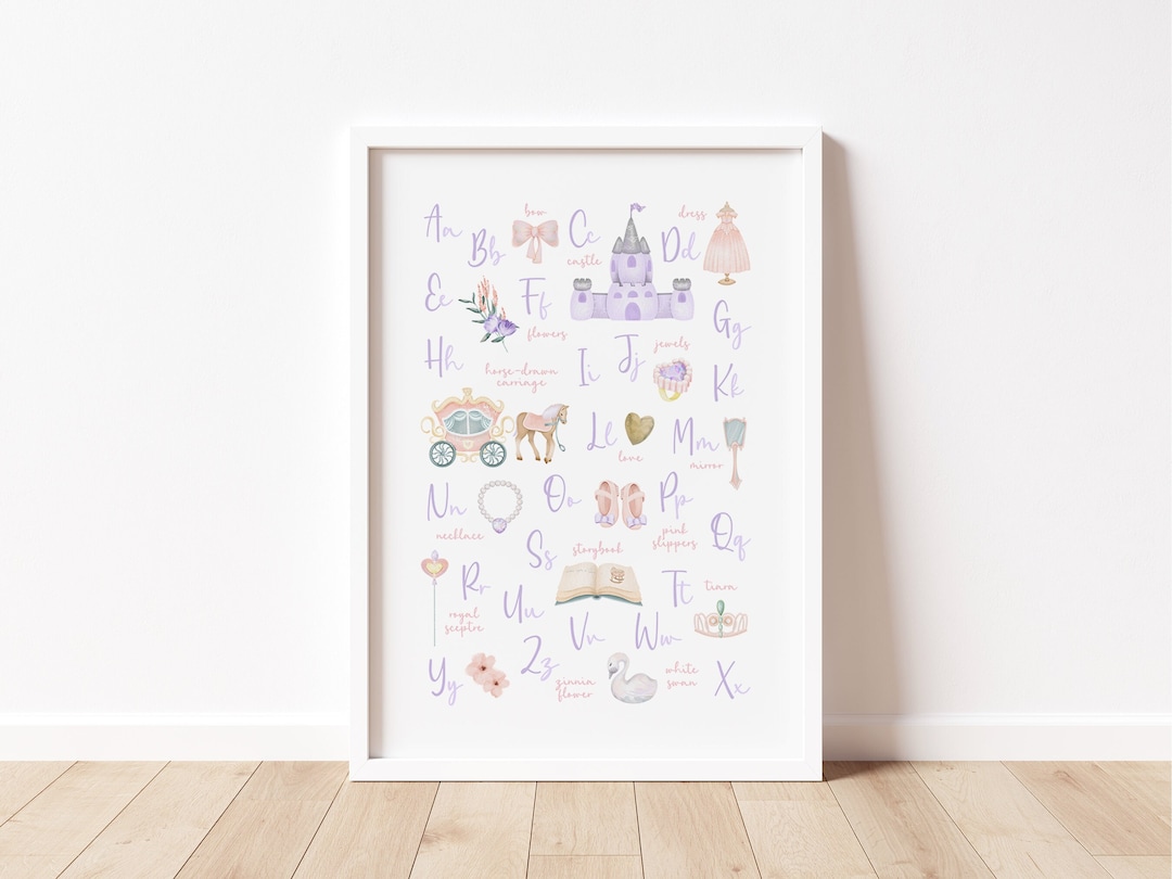 Purple Princess Alphabet Print | ABC Princess Nursery Print | Kids Room ...