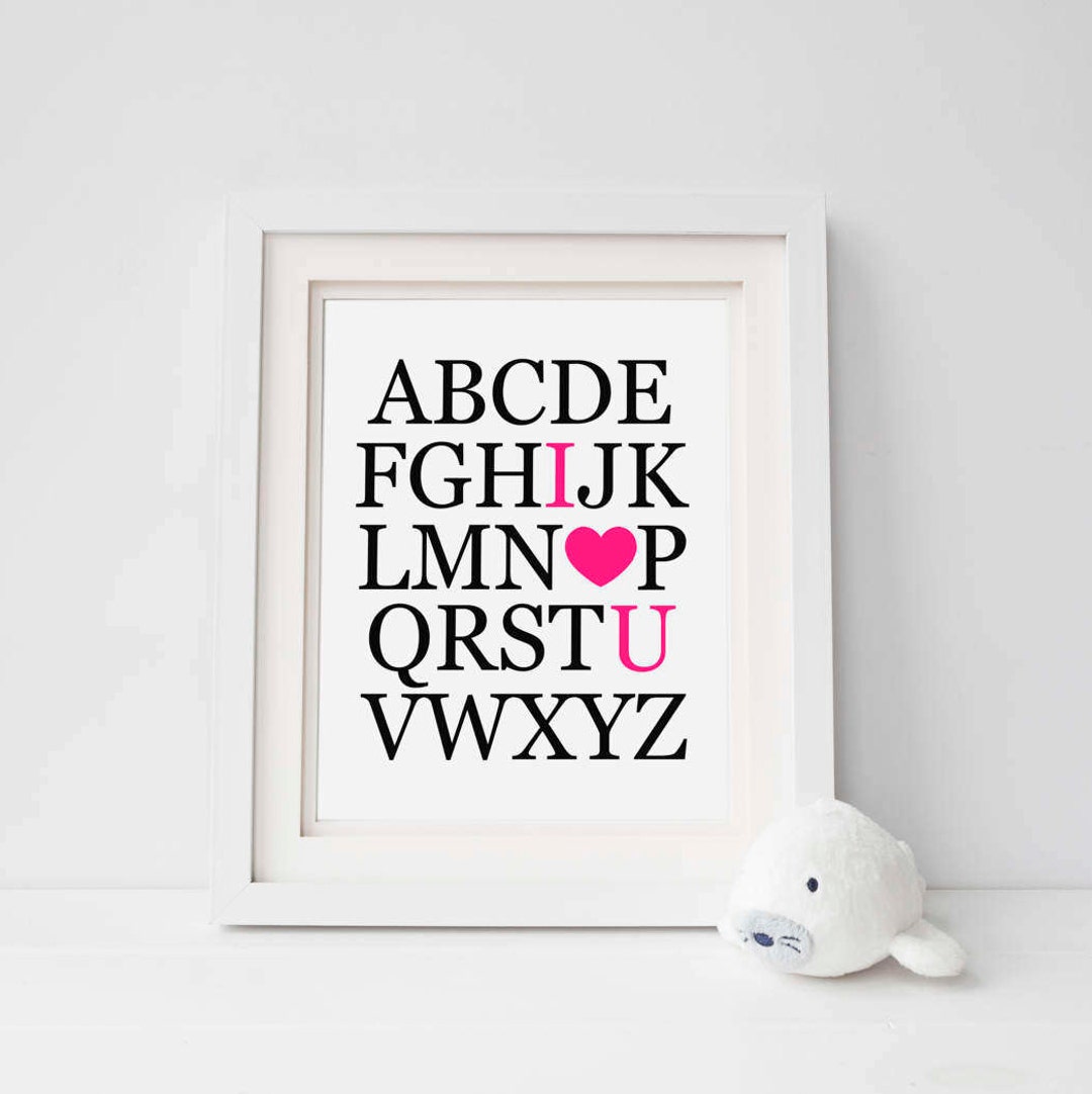 Abc Printable I Love U Nursery Art Alphabet Baby Shower Gift Diy Art ...