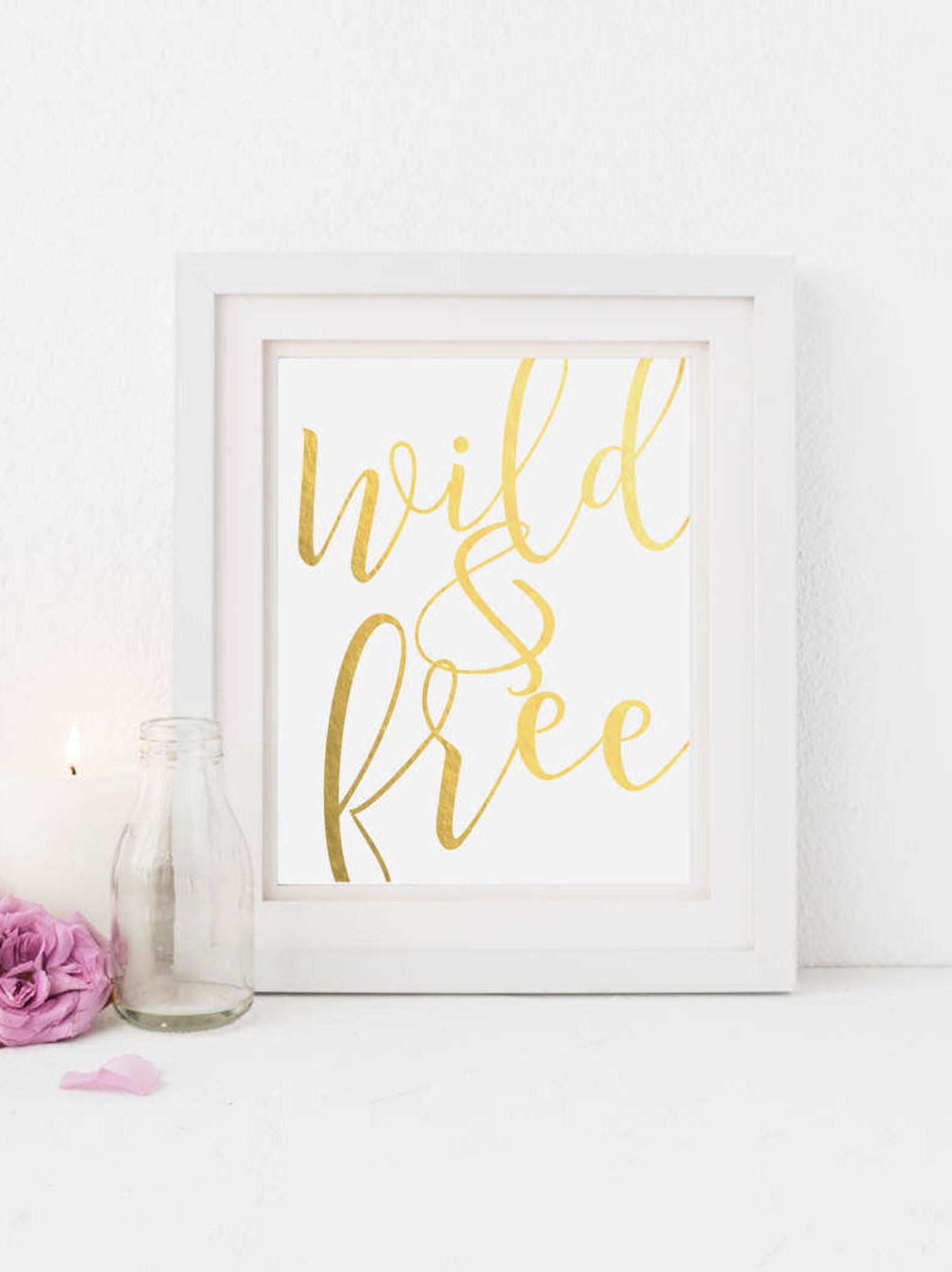Wild and Free Gold Printable Instant Download Inspirational Wall Art ...