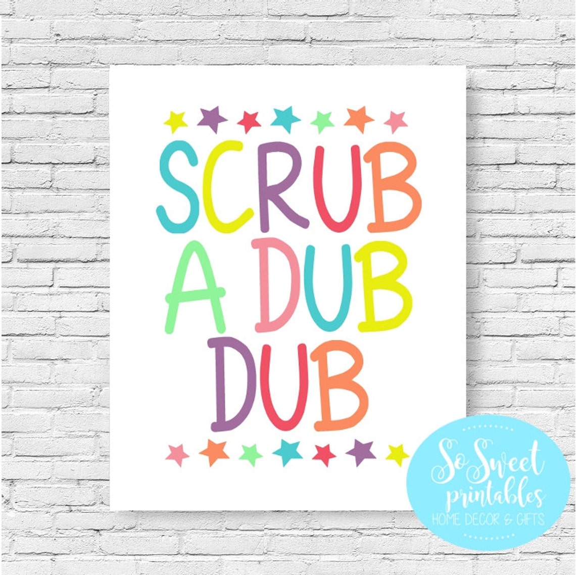 Scrub a Dub Dub Printable Kids Bathroom Art Rules - Etsy