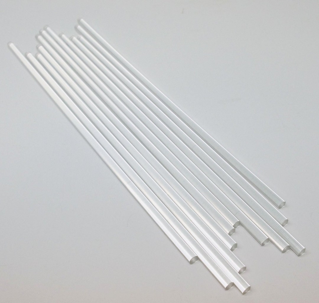 12 Pc Clear Acrylic Plexiglass Rod Lucite Diameter 3/16" or 1/4" by 12 ...