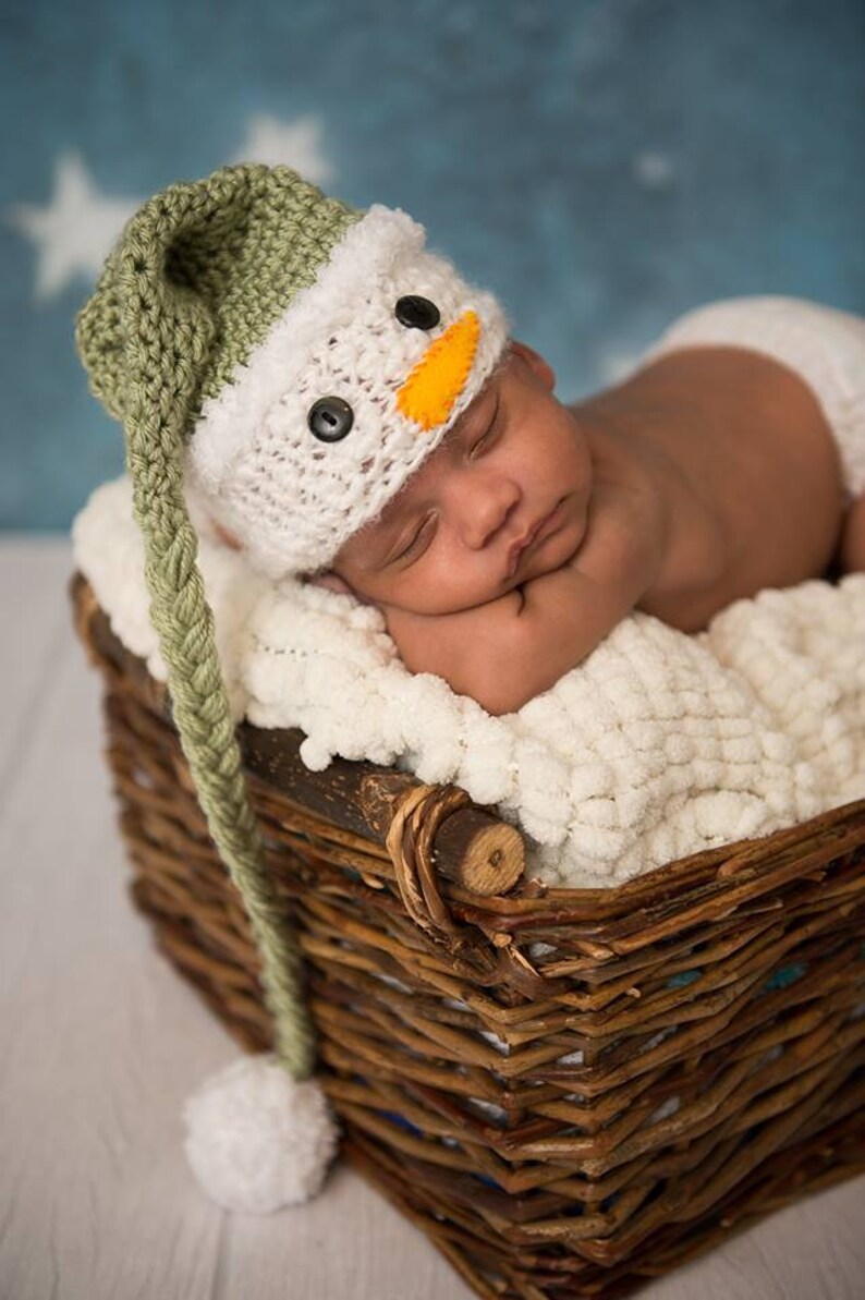 Snowman Hat Pattern Crochet Stocking Hat Newborn Prop - Etsy