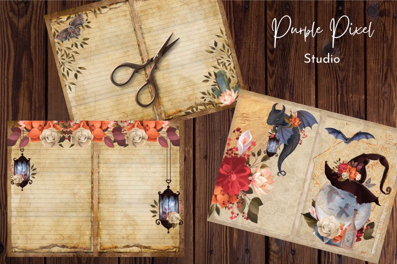 Witchy Themed Junk Journal Pages, Witch Junk Jurnal Printable, Digital ...