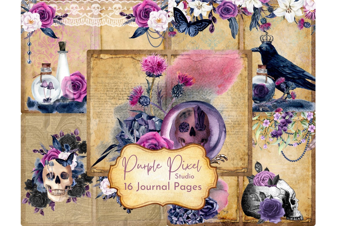 Gothic Themed Junk Journal Pages, Goth Junk Jurnal Printable, Digital ...