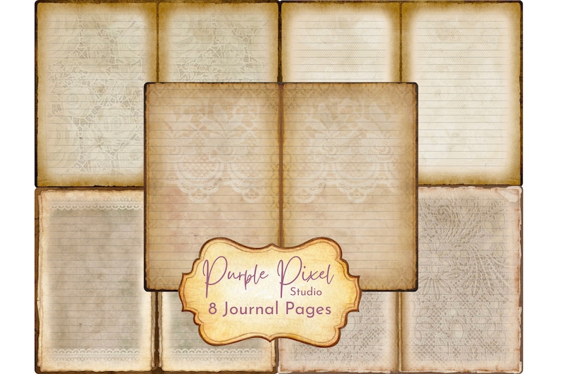 Printable Lined Journal Pages, Digital Vintage Papers, Ruled Pages ...