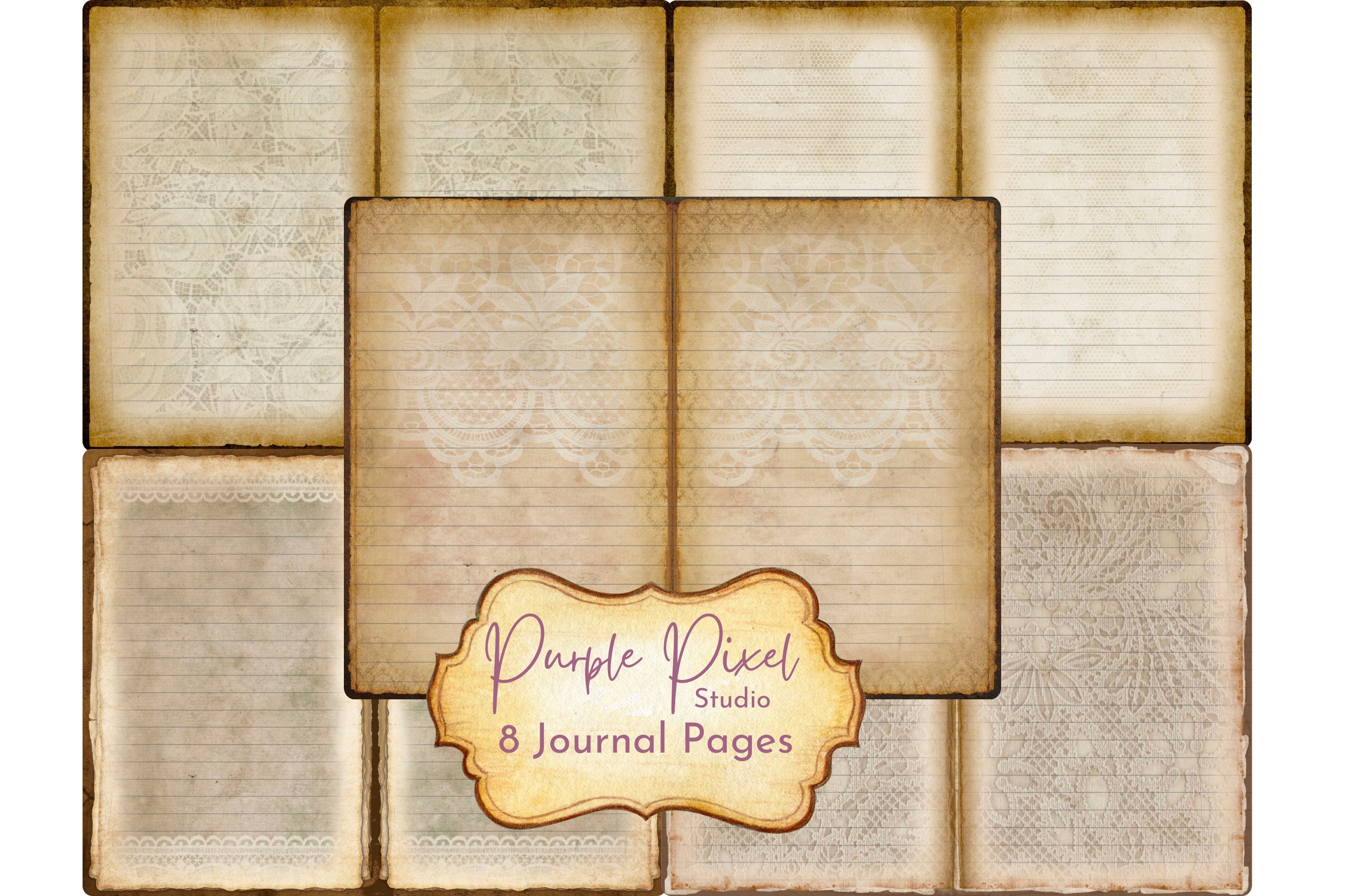 Printable Lined Journal Pages, Digital Vintage Papers, Ruled Pages ...