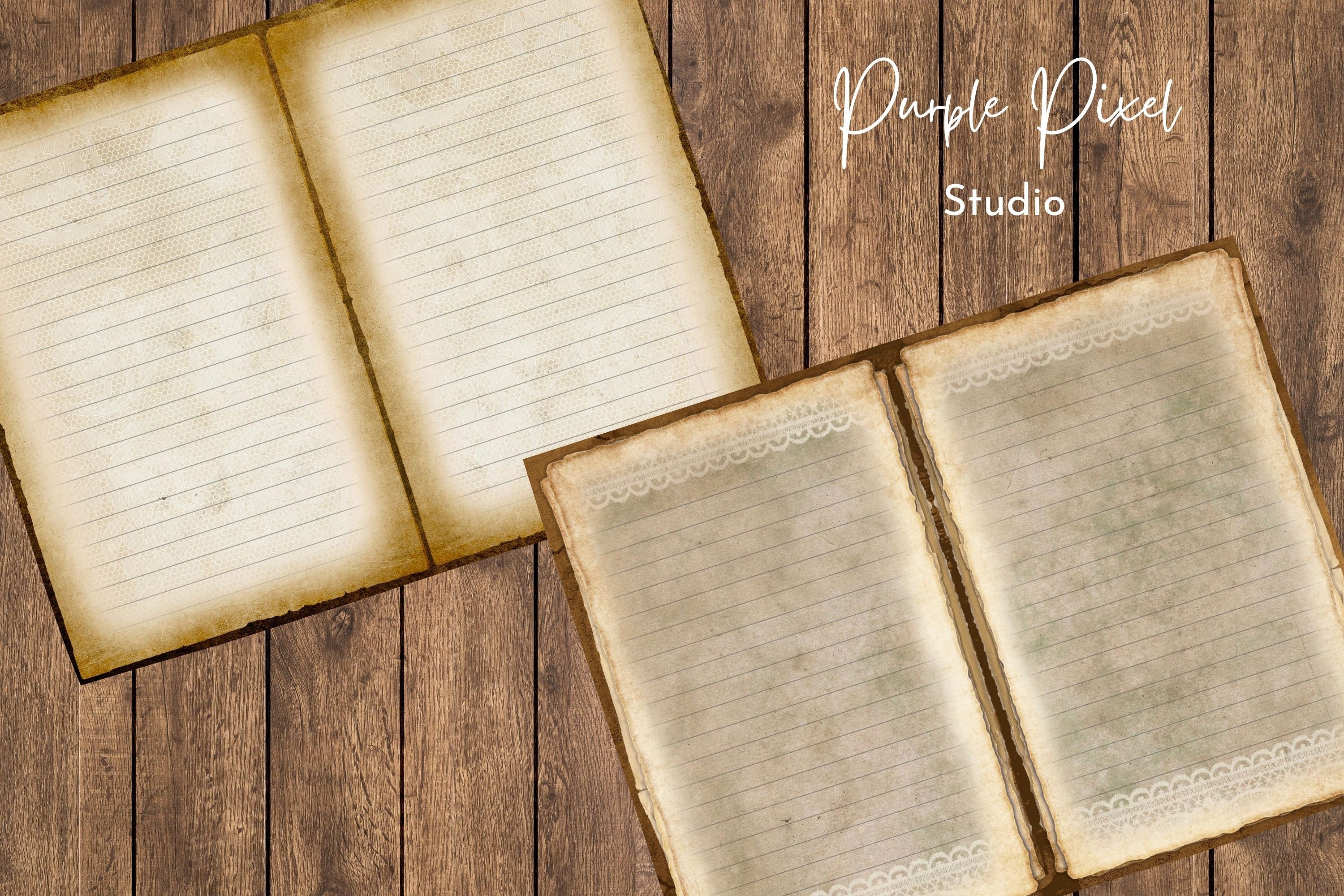 Printable Lined Journal Pages, Digital Vintage Papers, Ruled Pages ...
