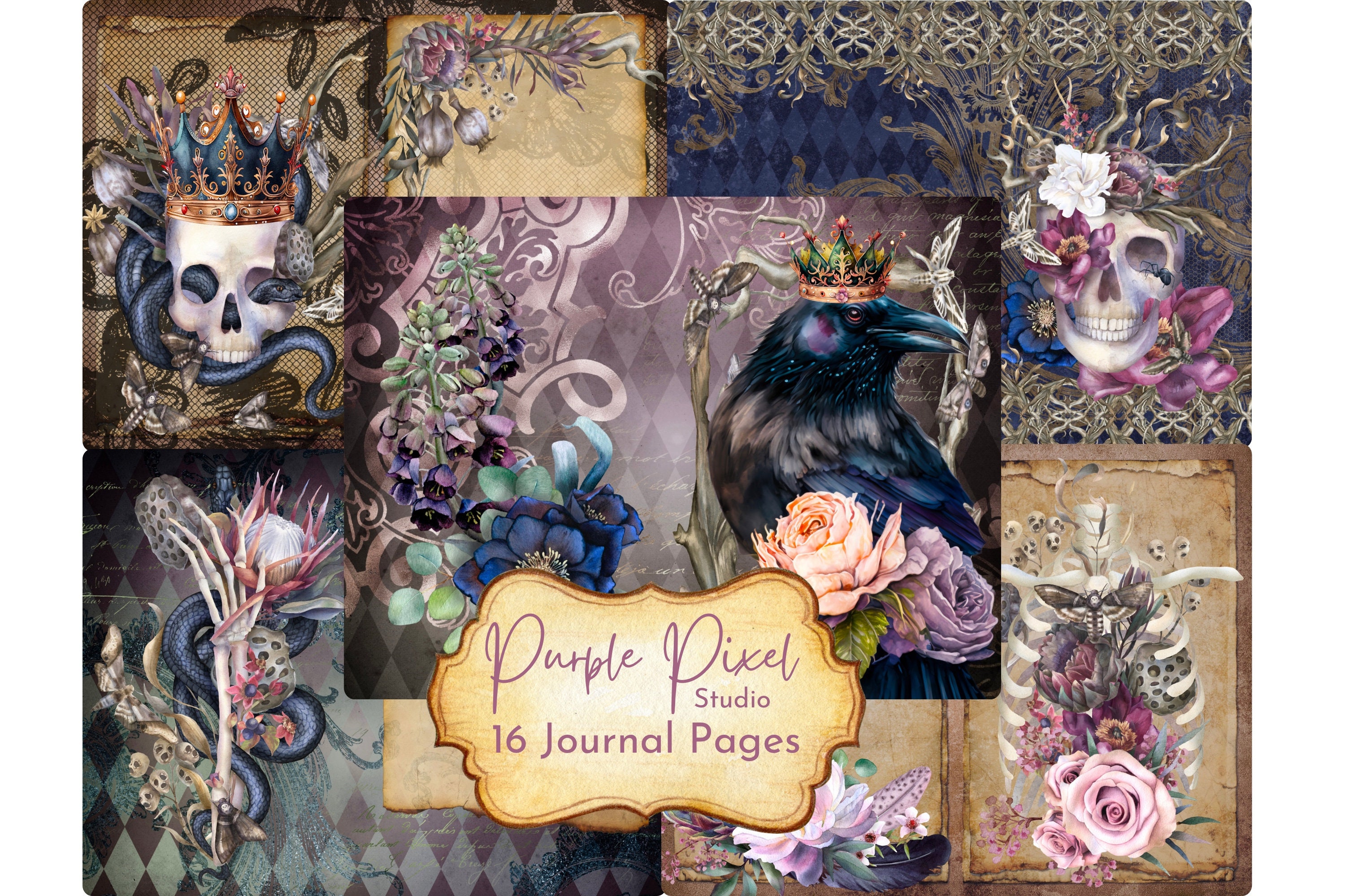 Gothic Beauty Junk Journal Pages, Goth Junk Jurnal Printable, Digital ...