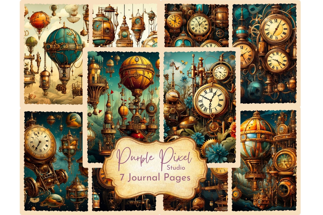 Steampunk Junk Journal Pages, Steampunk Journal Pages, Digital Paper ...