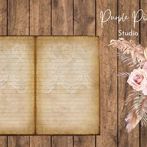 Printable Lined Journal Pages, Digital Vintage Papers, Ruled Pages ...
