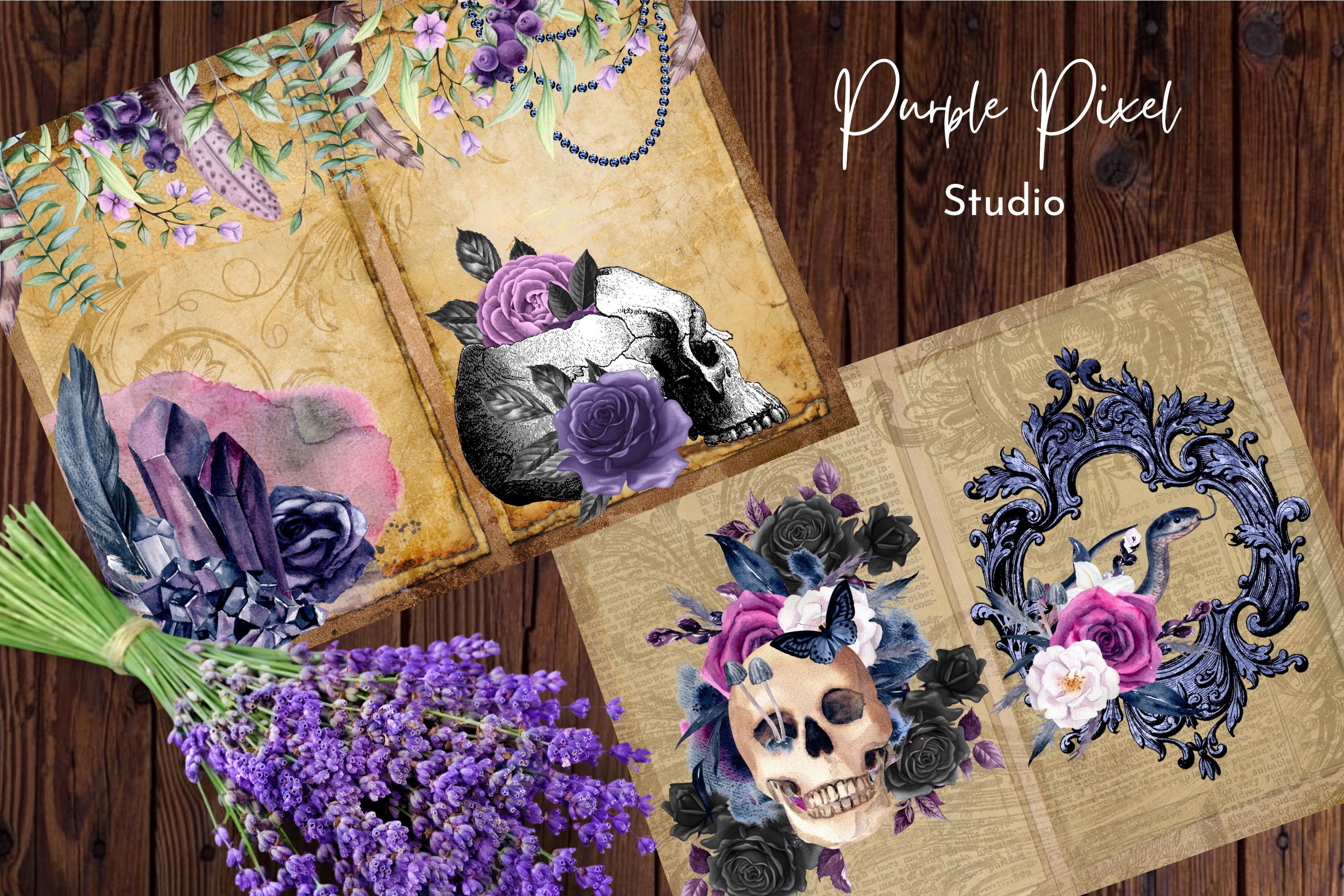Gothic Themed Junk Journal Pages, Goth Junk Jurnal Printable, Digital ...
