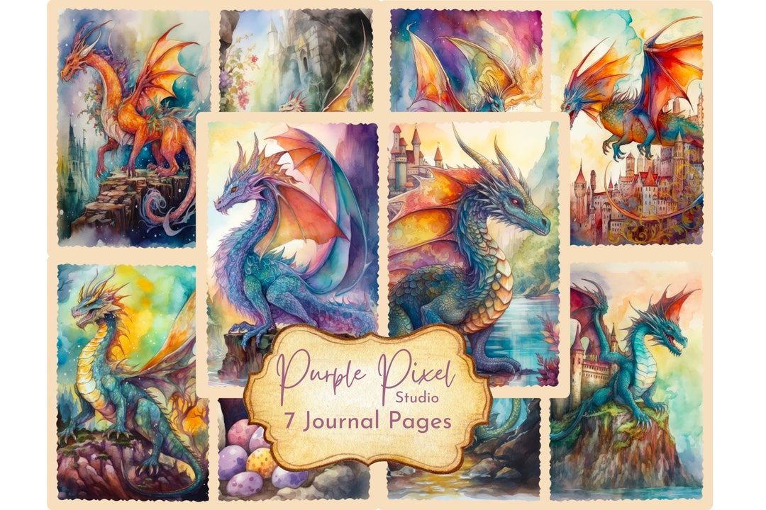 Dragon Fantasy World Junk Journal Pages, Dragon Journal Pages, Digital ...