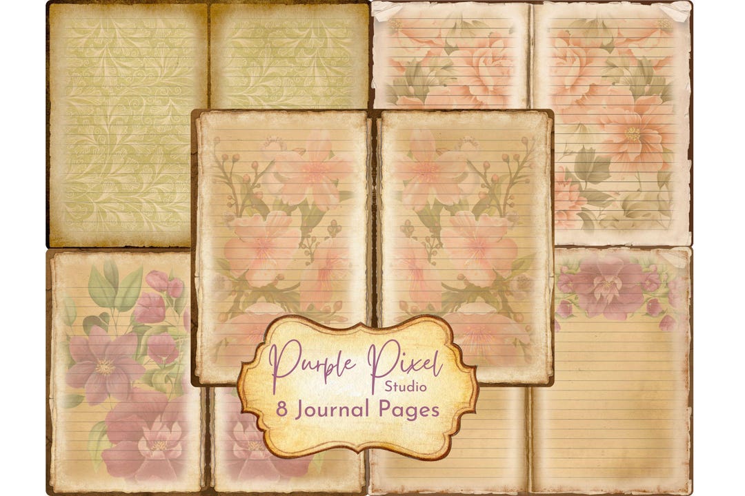 Printable Lined Journal Pages, Digital Vintage Papers, Ruled Pages ...