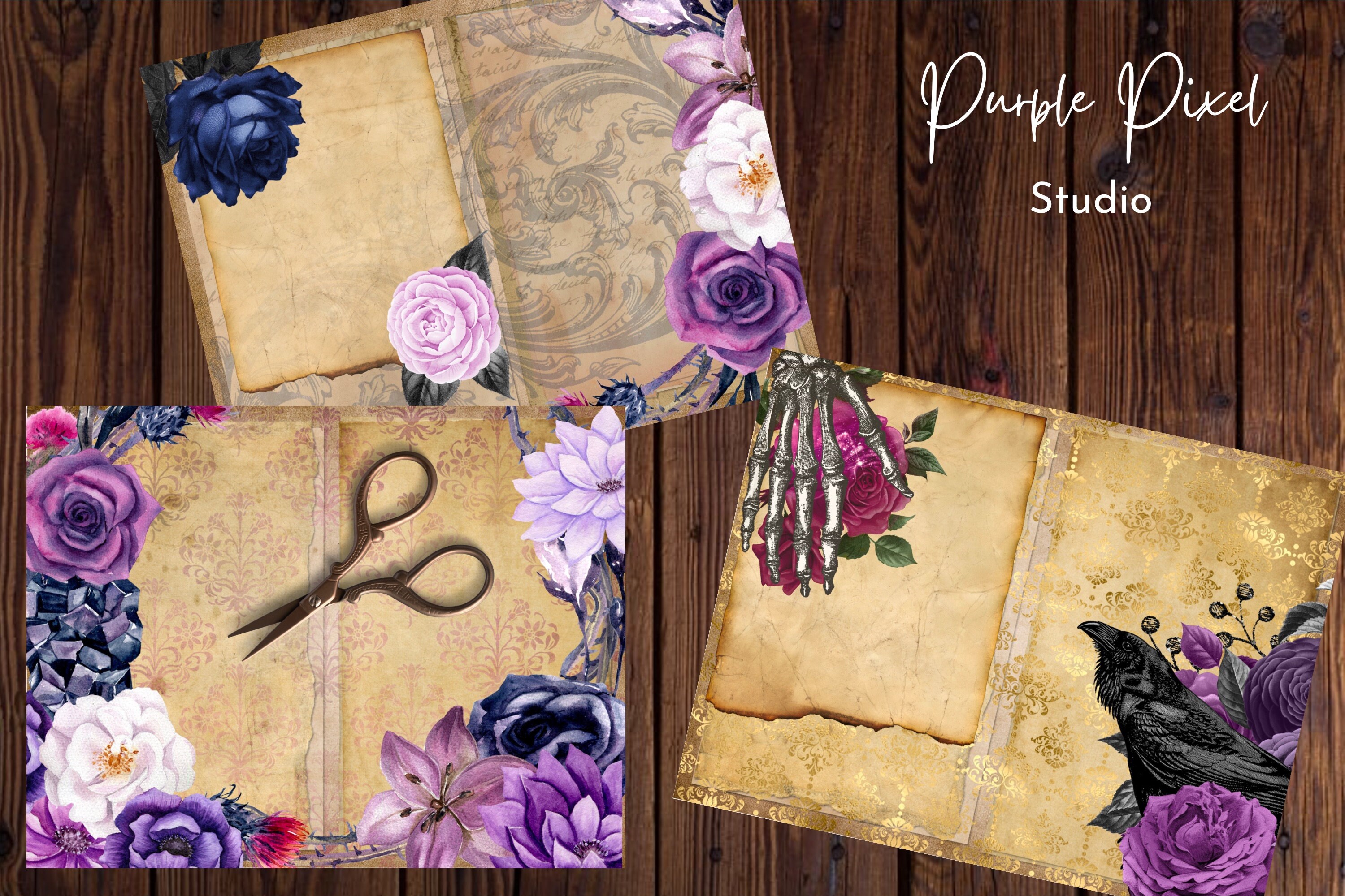 Gothic Themed Junk Journal Pages, Goth Junk Jurnal Printable, Digital ...