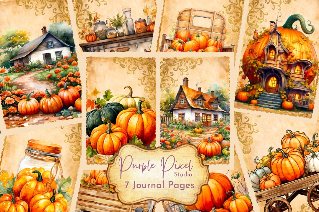 Fall Pumpkins Junk Journal Pages, Autumn Junk Jurnal Printable, Digital ...