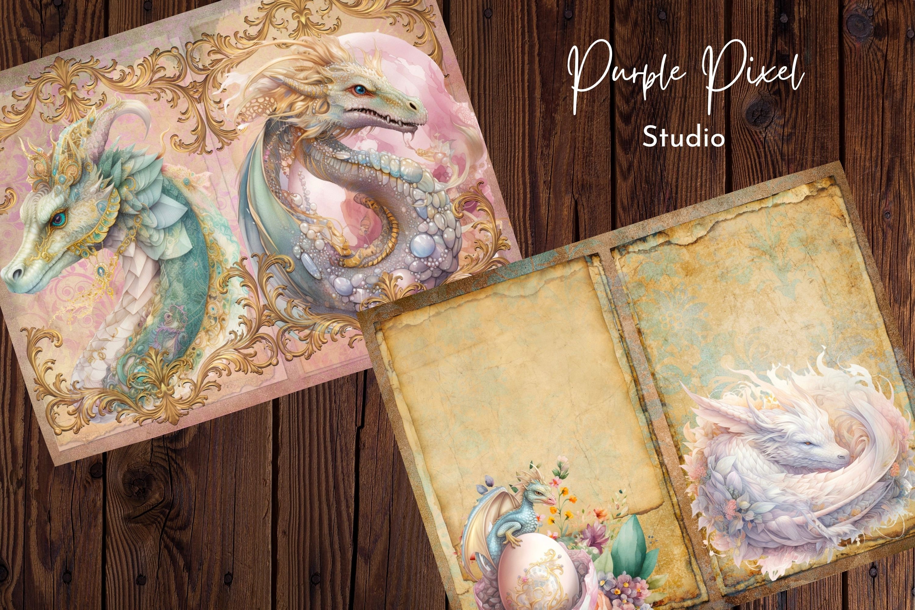 Year of the Dragon Junk Journal Pages, Dragon Junk Jurnal Printable ...
