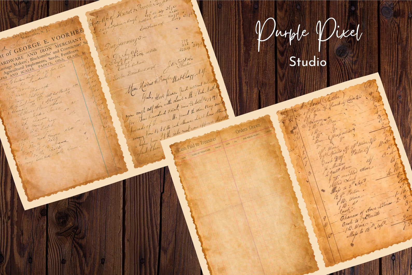 Vintage Ledger Junk Journal Pages , Vintage Receipts Journal Printable ...