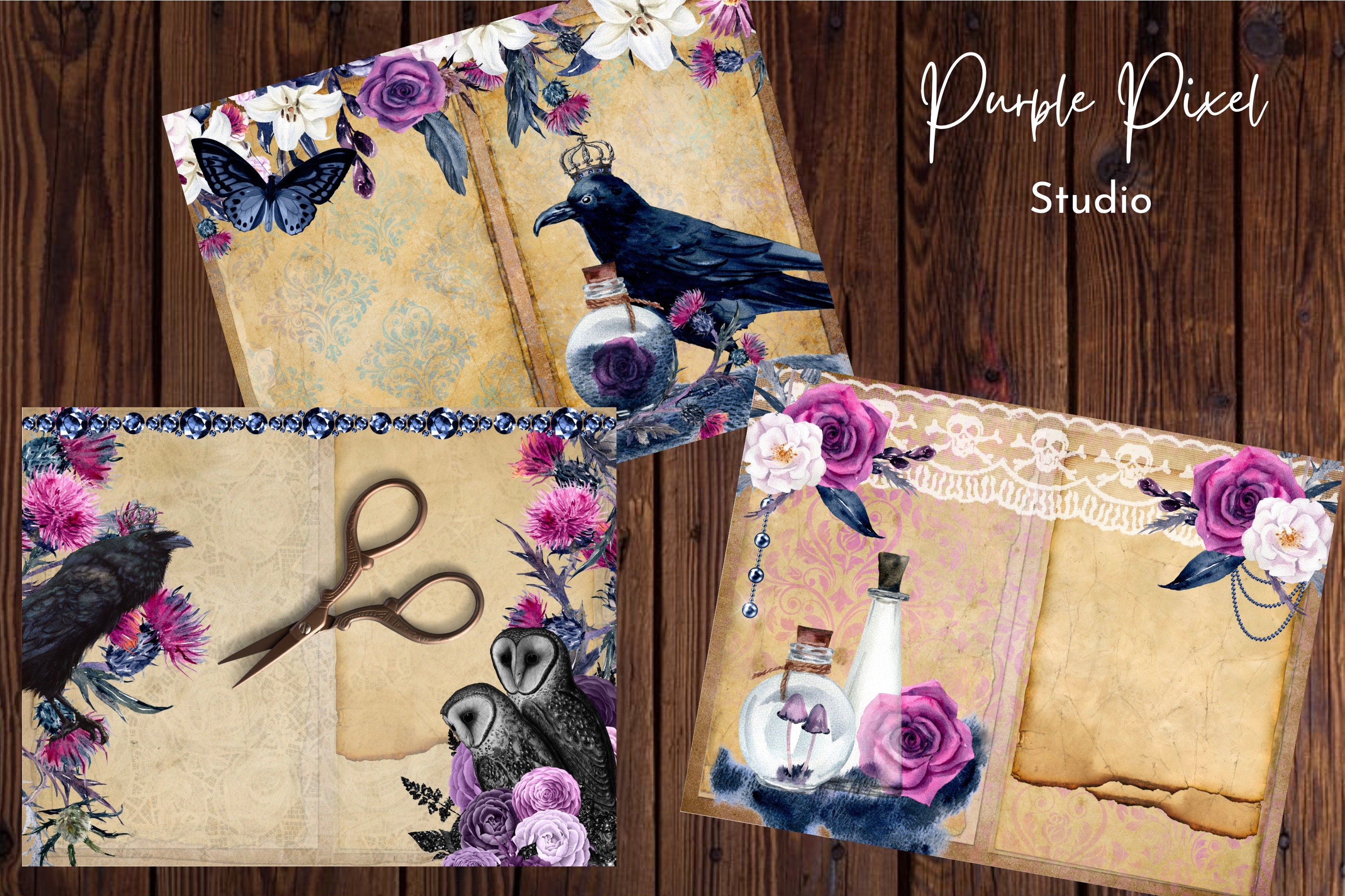 Gothic Themed Junk Journal Pages, Goth Junk Jurnal Printable, Digital ...