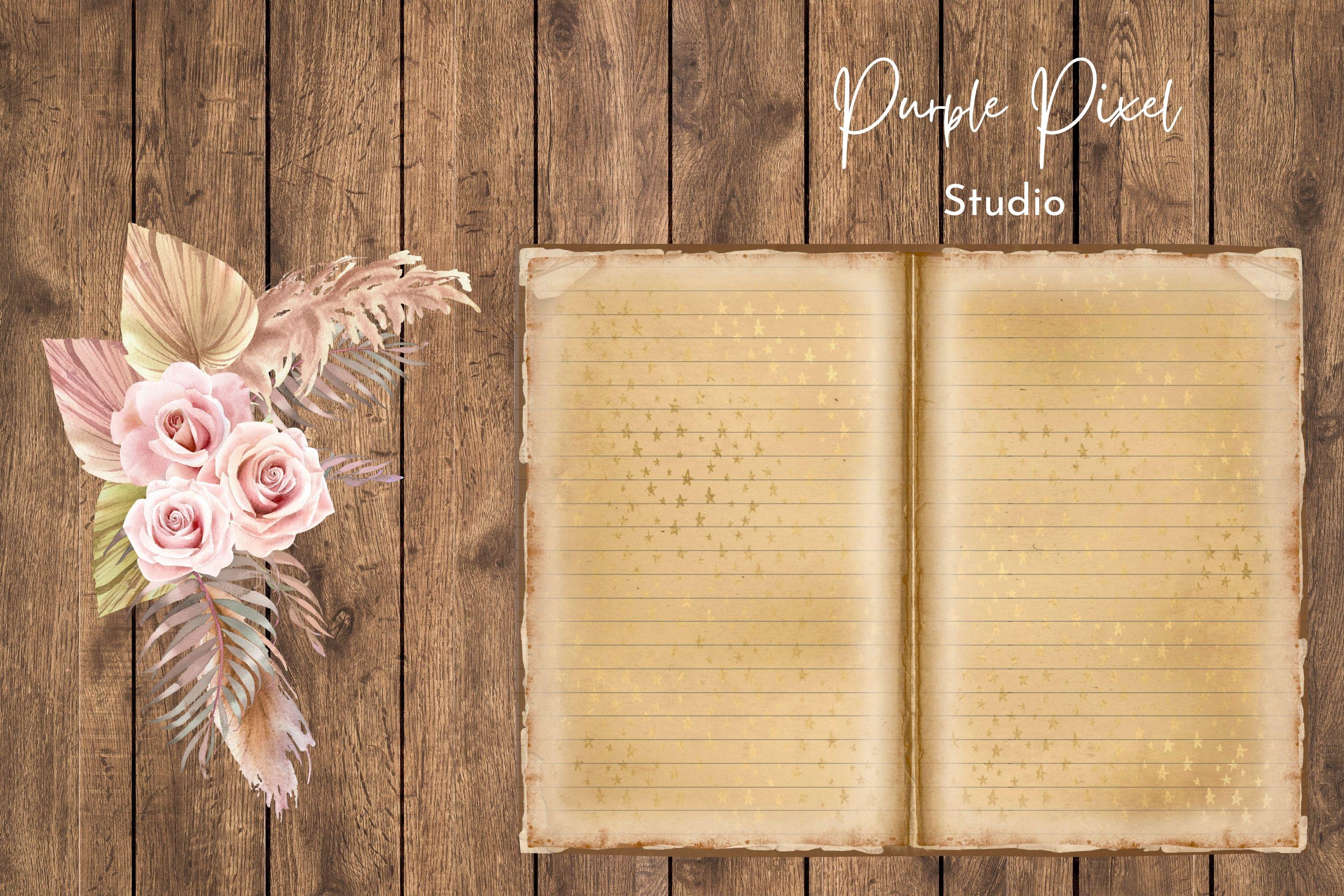 Printable Lined Journal Pages, Digital Vintage Papers, Ruled Pages ...