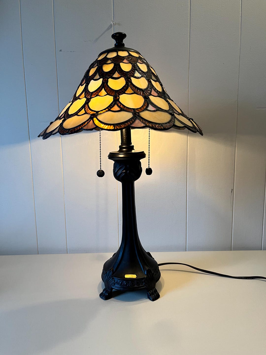 Antiques Roadshow Authentic Dale Tiffany Peacock Series - Stained Glass ...