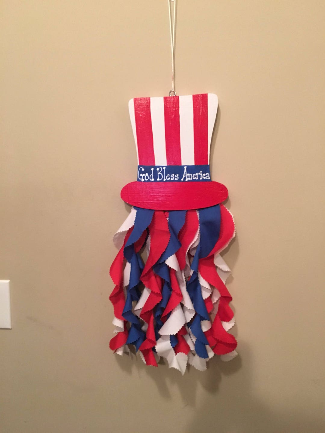 PATRIOTIC UNCLE SAM Hat Wood and Fabric Windsock - Etsy