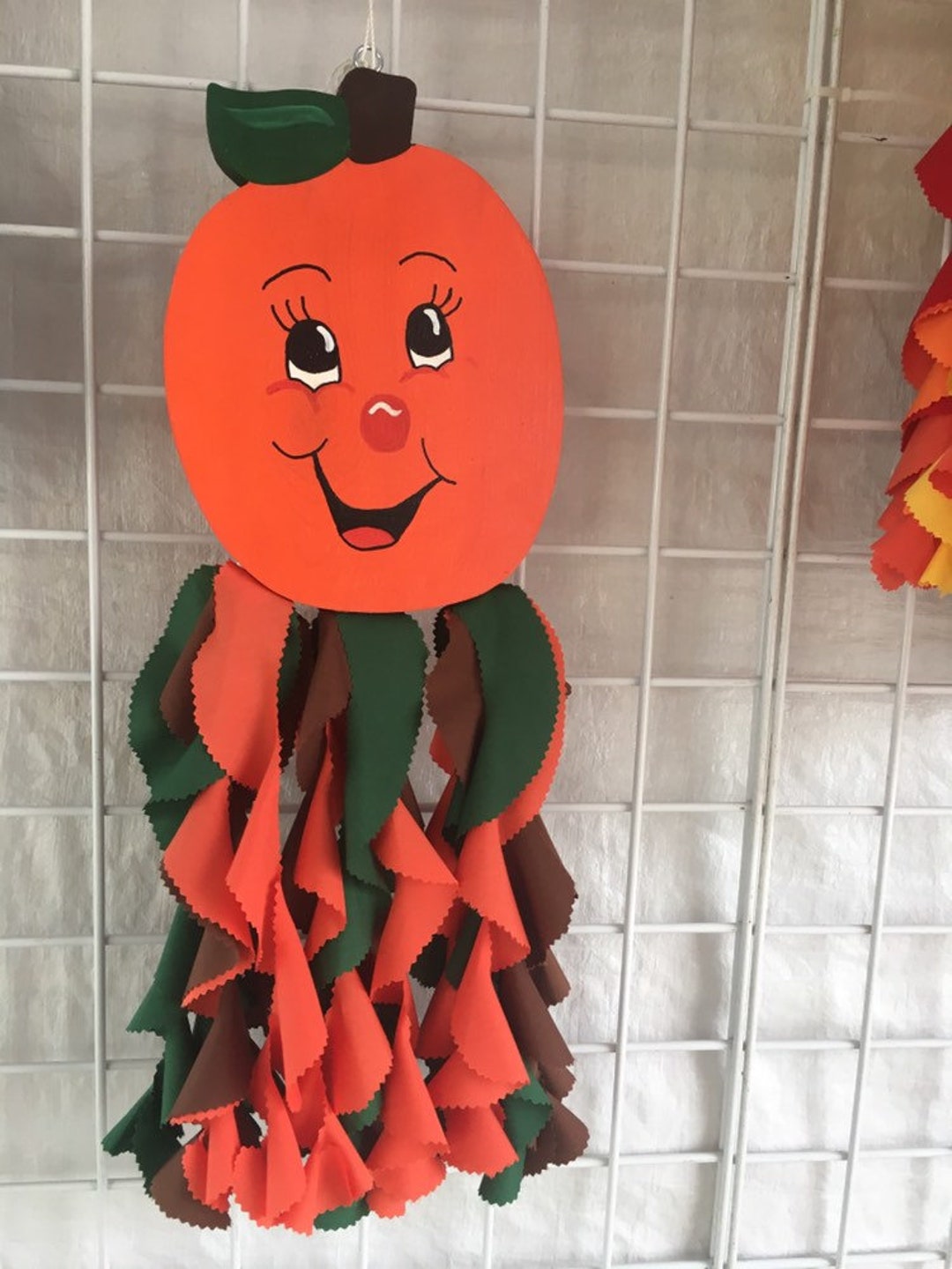 Halloween Pumpkin Wood and Fabric Windsock - Etsy