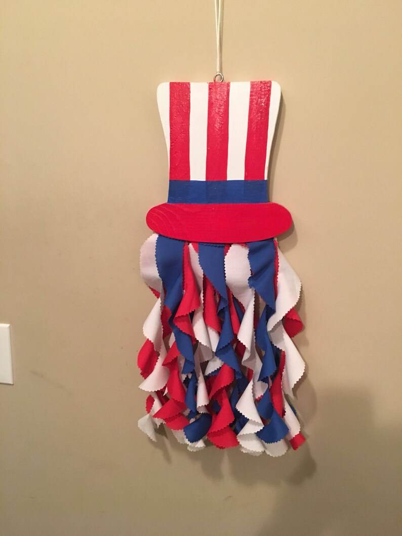 PATRIOTIC UNCLE SAM hat wood and fabric windsock | Etsy