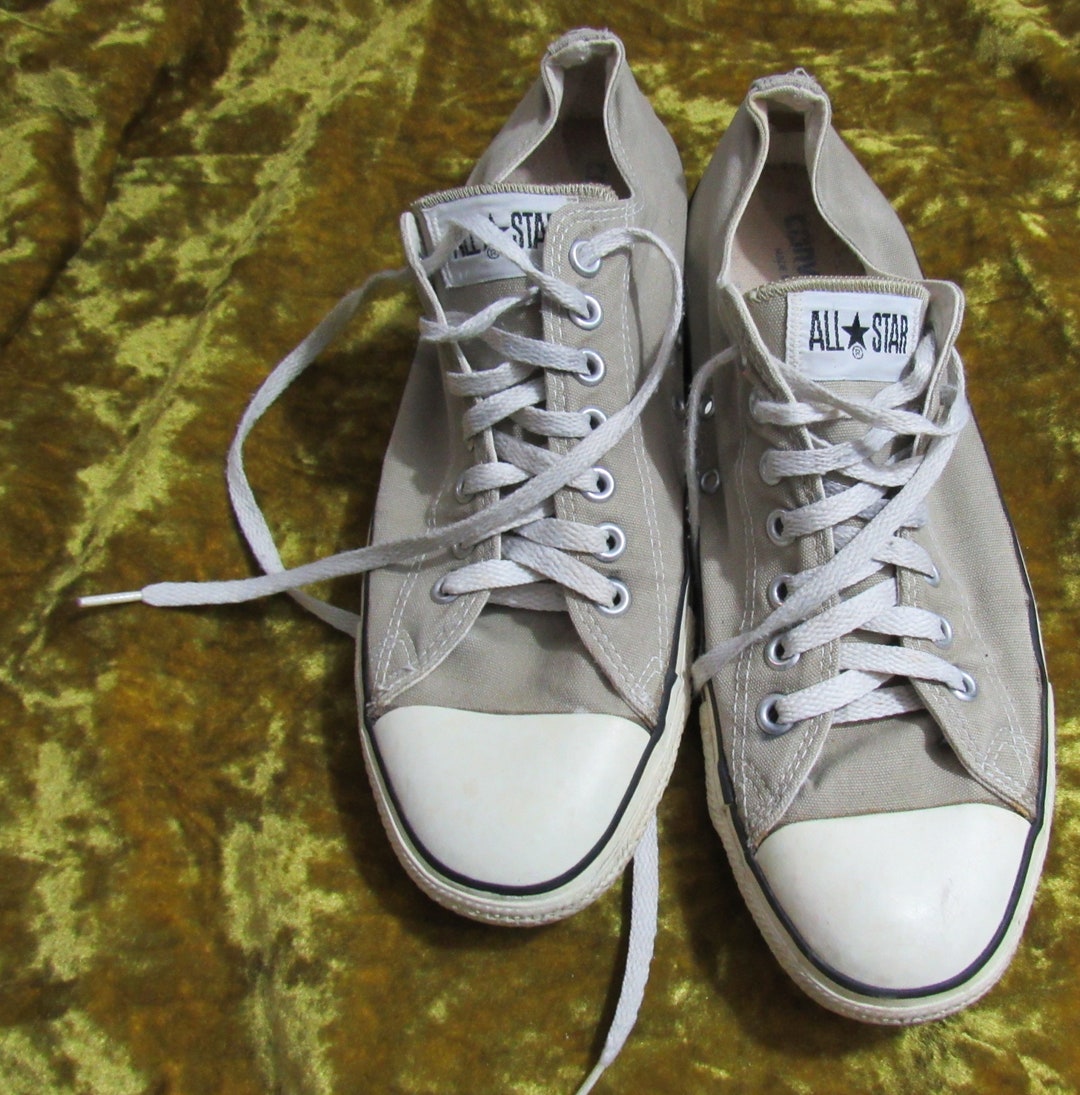 Vintage 90's Converse All Star Beige Canvas Low Top Shoes Size Men's 10 ...